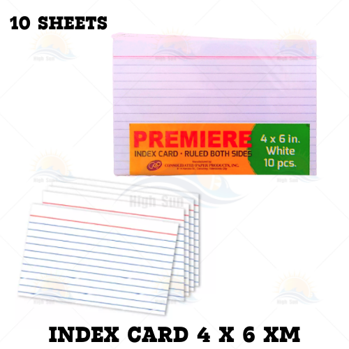 Premiere Index Card size 4x6 inch 5x8 inch 10 sheets Or 20 Sheet Index ...