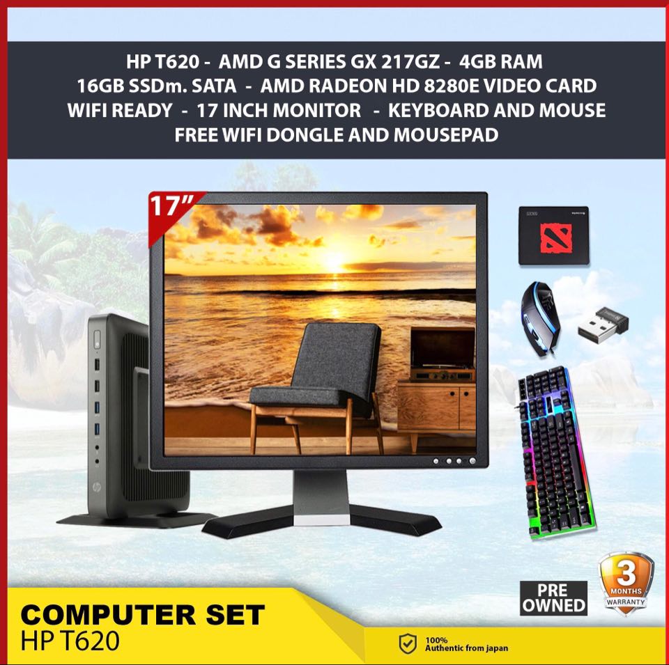 DESKTOP PC COMPUTER SET ( HP THIN T620 CLIENT / AMD DUAL CORE G SERIES ...