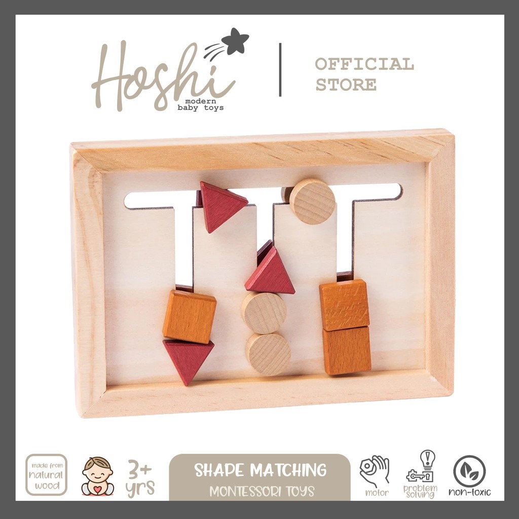 "Shape Matching" Montessori Wooden Educational Baby Toy, Motor ...