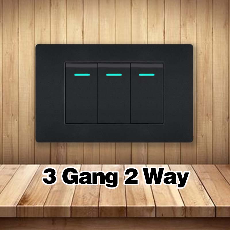 GCM Wall Switch Socket PC Material Black Lantern Switch 4 Holes/6 Holes ...