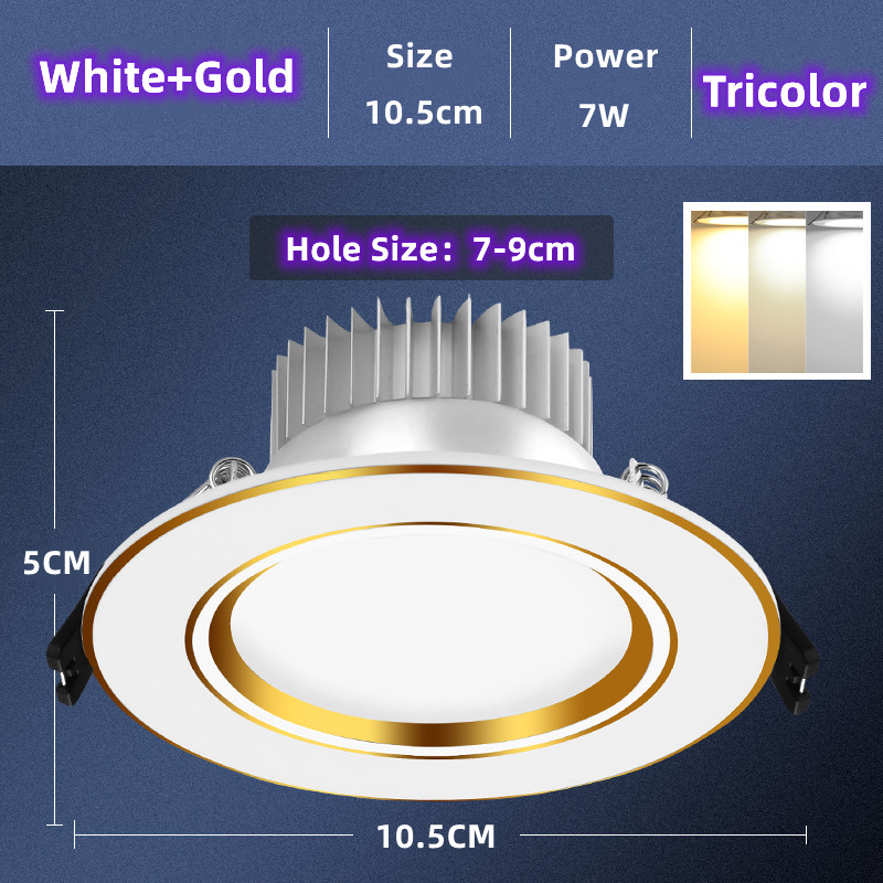 (Manila Stock )Tricolor 5W/7W/9W /12WDownlight Ceiling Light Recessed ...
