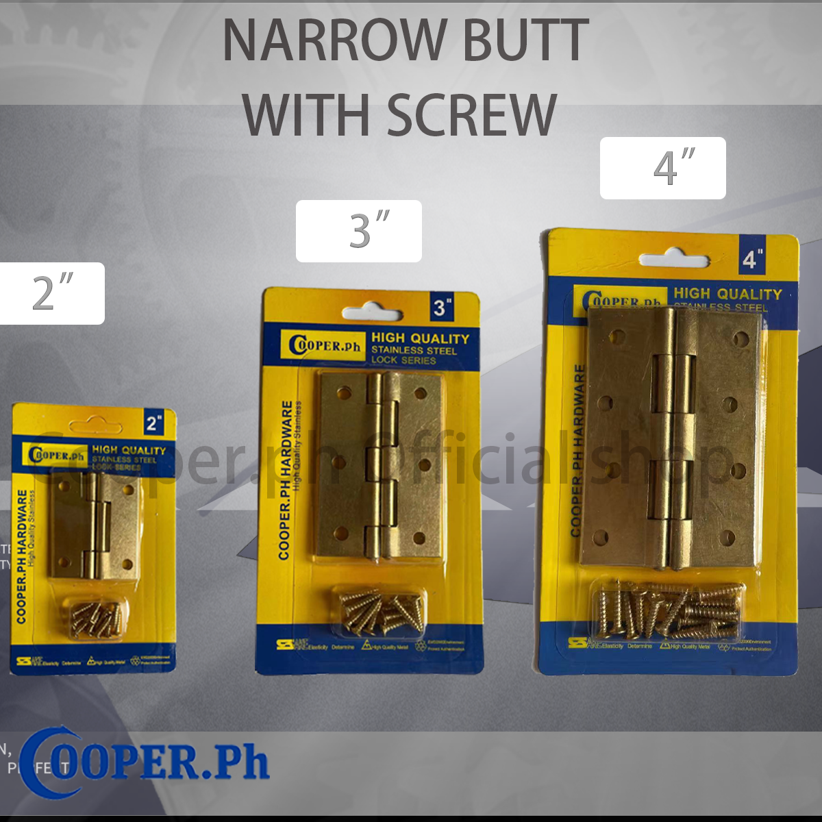 Cooper.ph CP-08-1-3 narrow butt hinges copper plating with screw 2' 3 ...