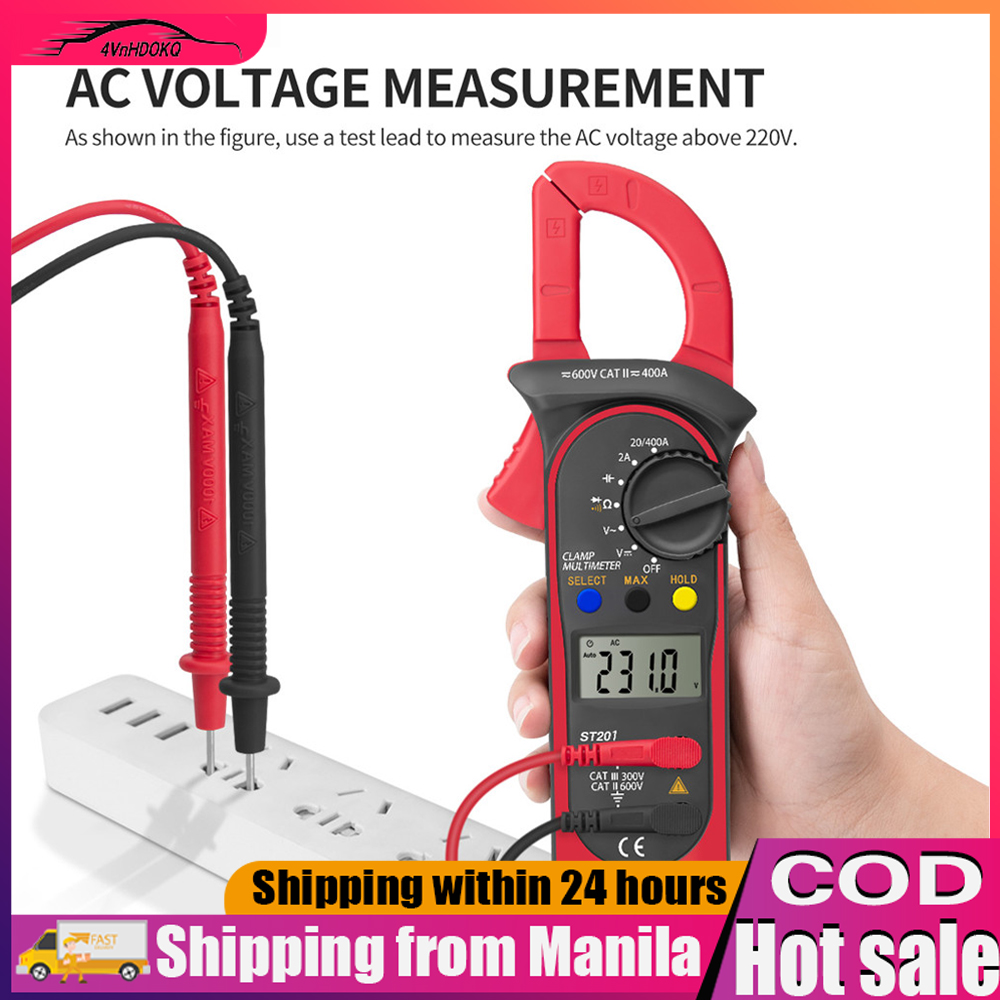 【24 hours delivery】ST201 Digital Clamp Multimeter Resistance Ohm Tester ...