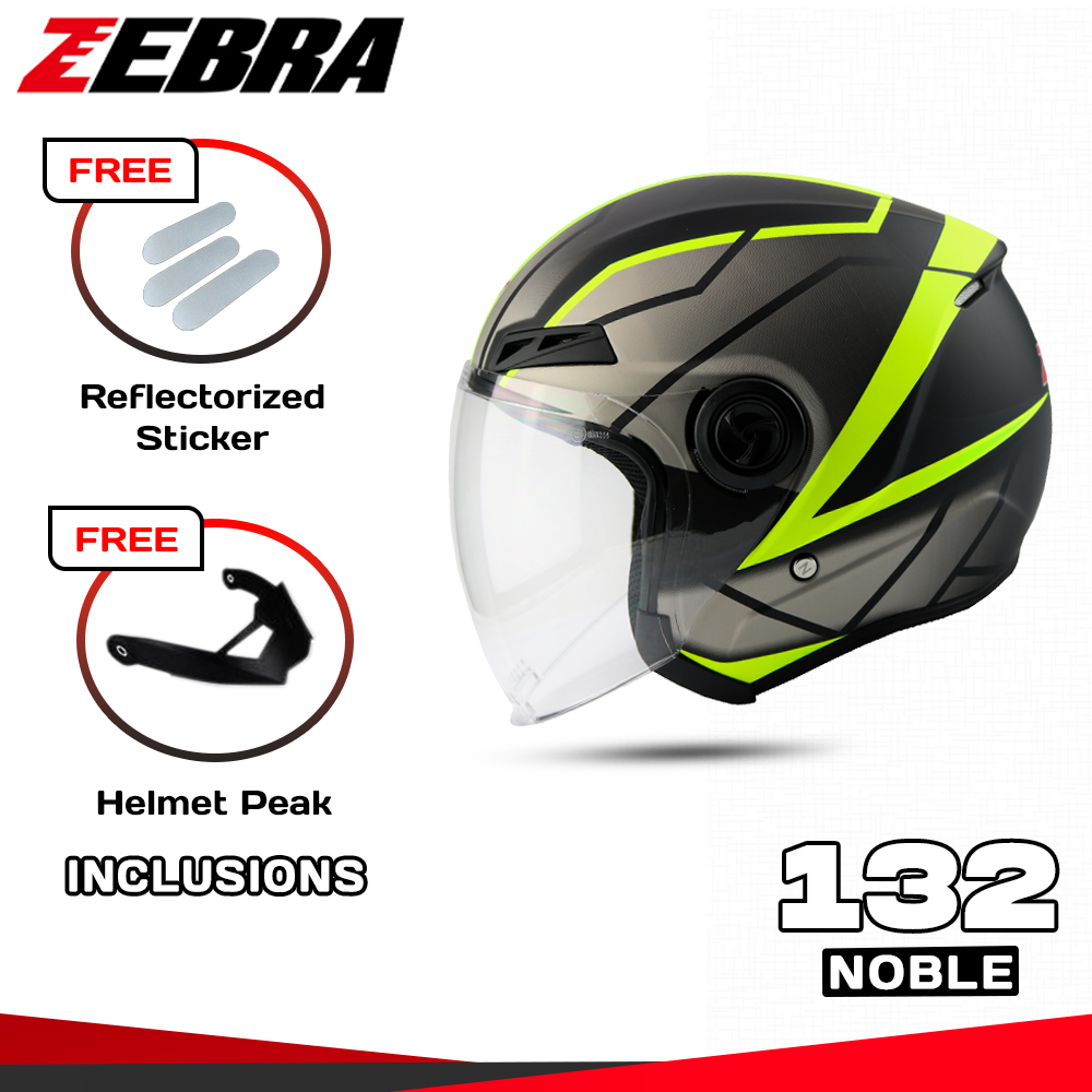 Zebra 132 #3 Noble Motorcycle Half Face Helmet Single Visor half face ...