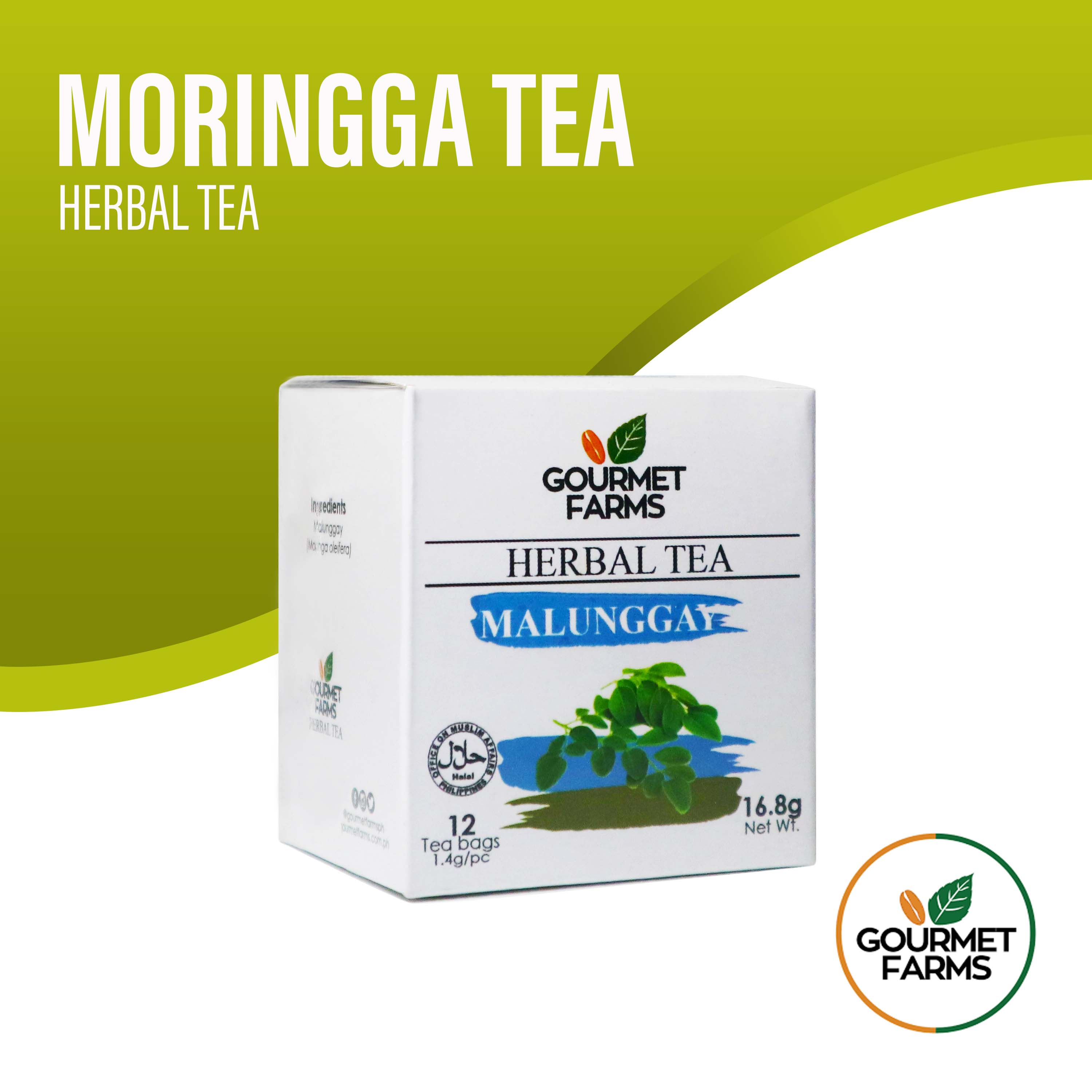 Gourmet Farms Malunggay (MORINGGA) Tea, SUPERFOOD Herbal Tea (12 Tea ...
