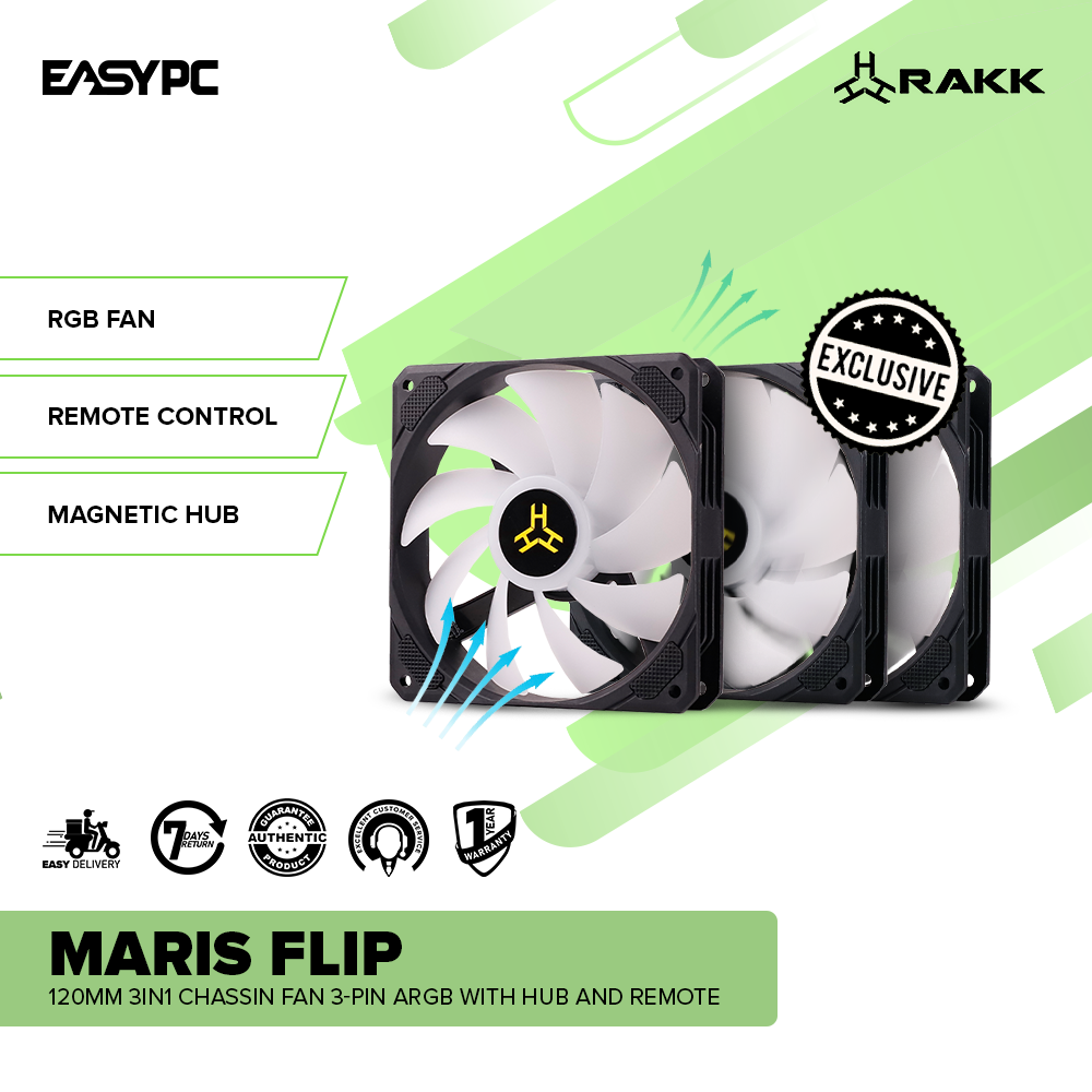EasyPC | RAKK MARIS FLIP 120mm 3in1 Chassis Fan 4-pin ARGB / MARIS FLIP ...