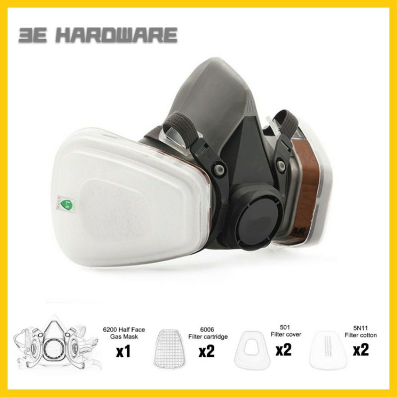 7 In 1 PM2.5 Industrial Gas Mask Half Face Chemical Respiratory Mask ...