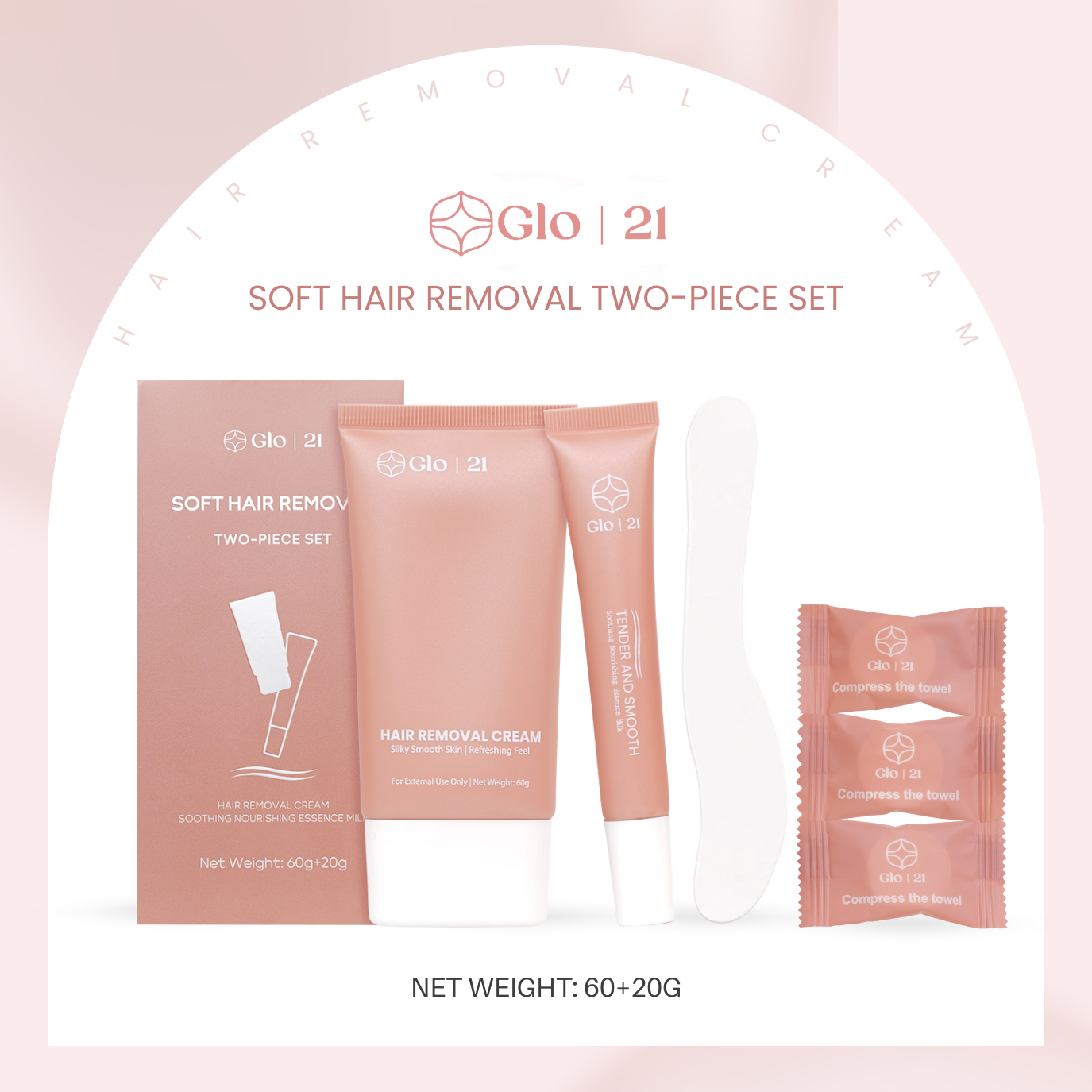 GLO21 Soft Hair Removal Kit Painless and silky for armpit hair, legs ...