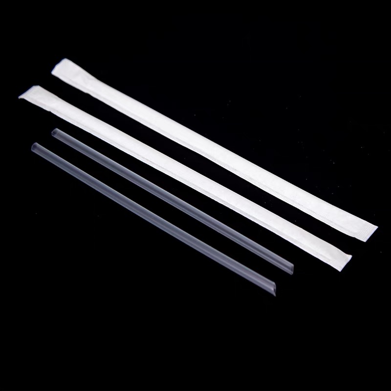 100pcs/Clear/Single wrapped thin straw/paper thin straw/boba straw ...