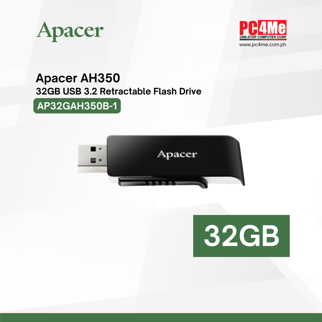 Apacer AH350 USB 32GB 3.2 Black Retractable Flash Drive | Lazada PH