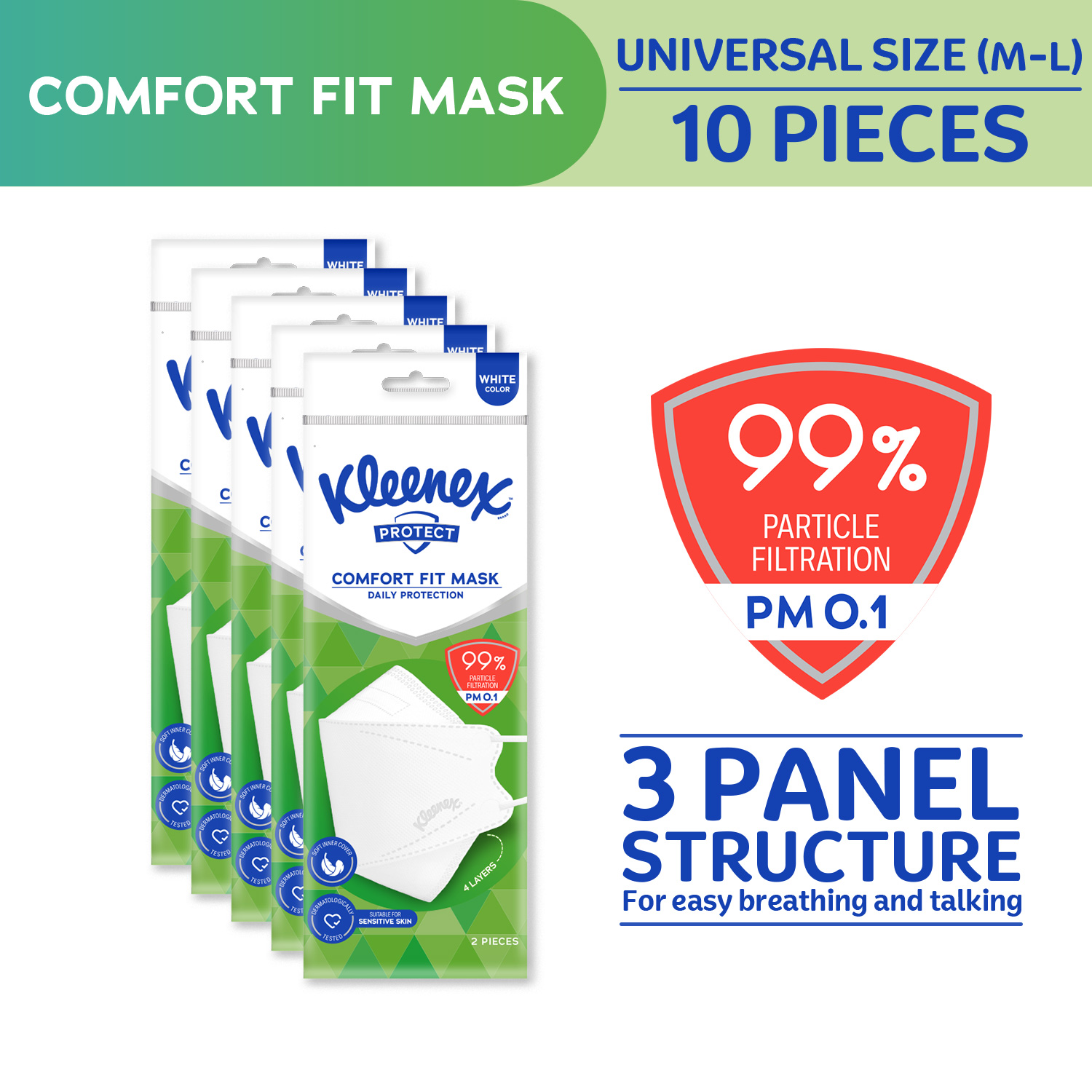Kleenex Protect Comfort Fit Mask x 5 Packs (10 masks) | Lazada PH