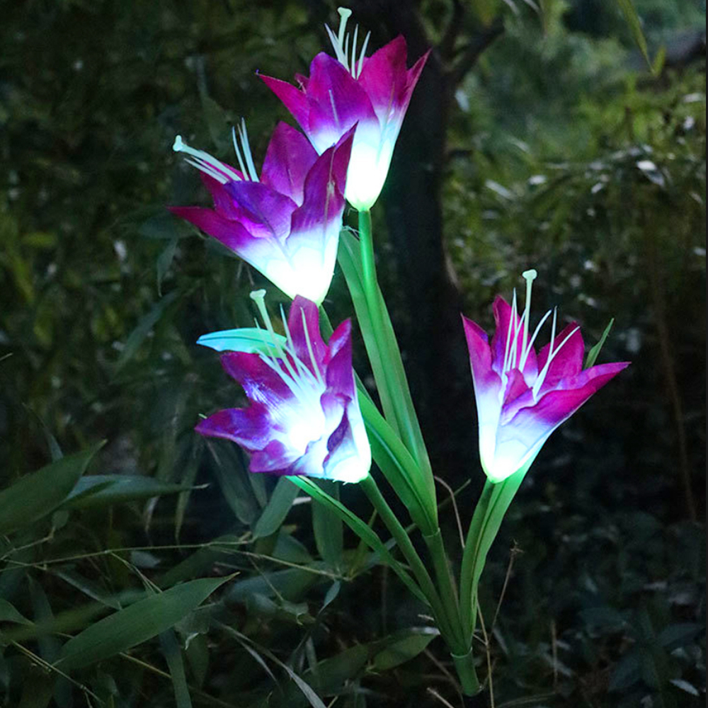 LED Solar Lily Flower Lamp Outdoor IP 65 Waterproof Garden Decoration ...