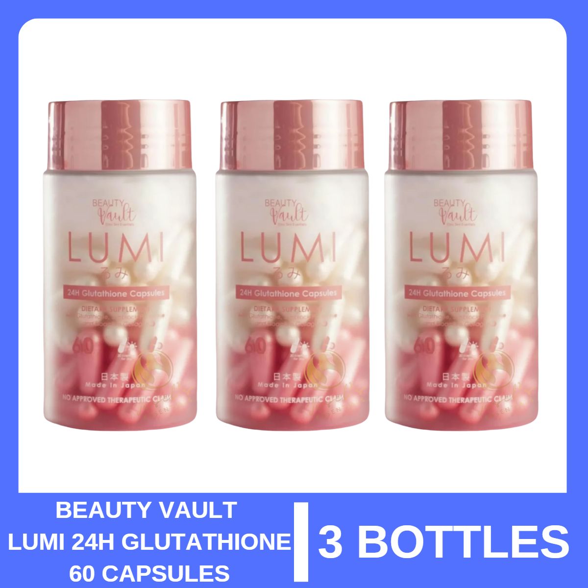 Original LUMI 24H Glutathione Capsules by Beauty Vault 60 capsules ( 3 ...