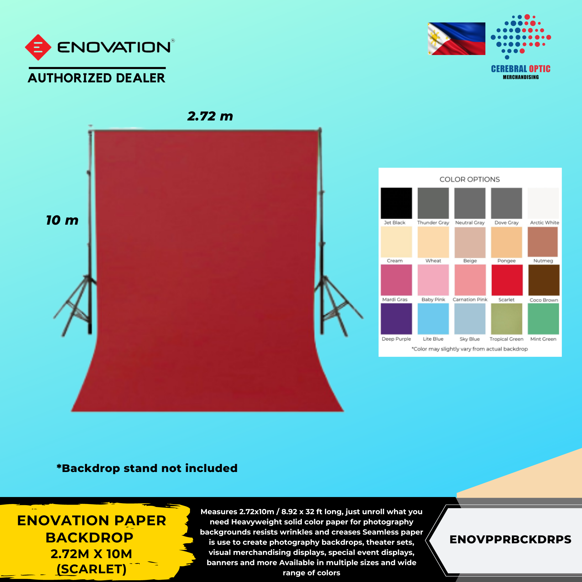 ENOVATION PAPER BACKDROP 2.72mx10m / 8.92x32 ft - Photography ...