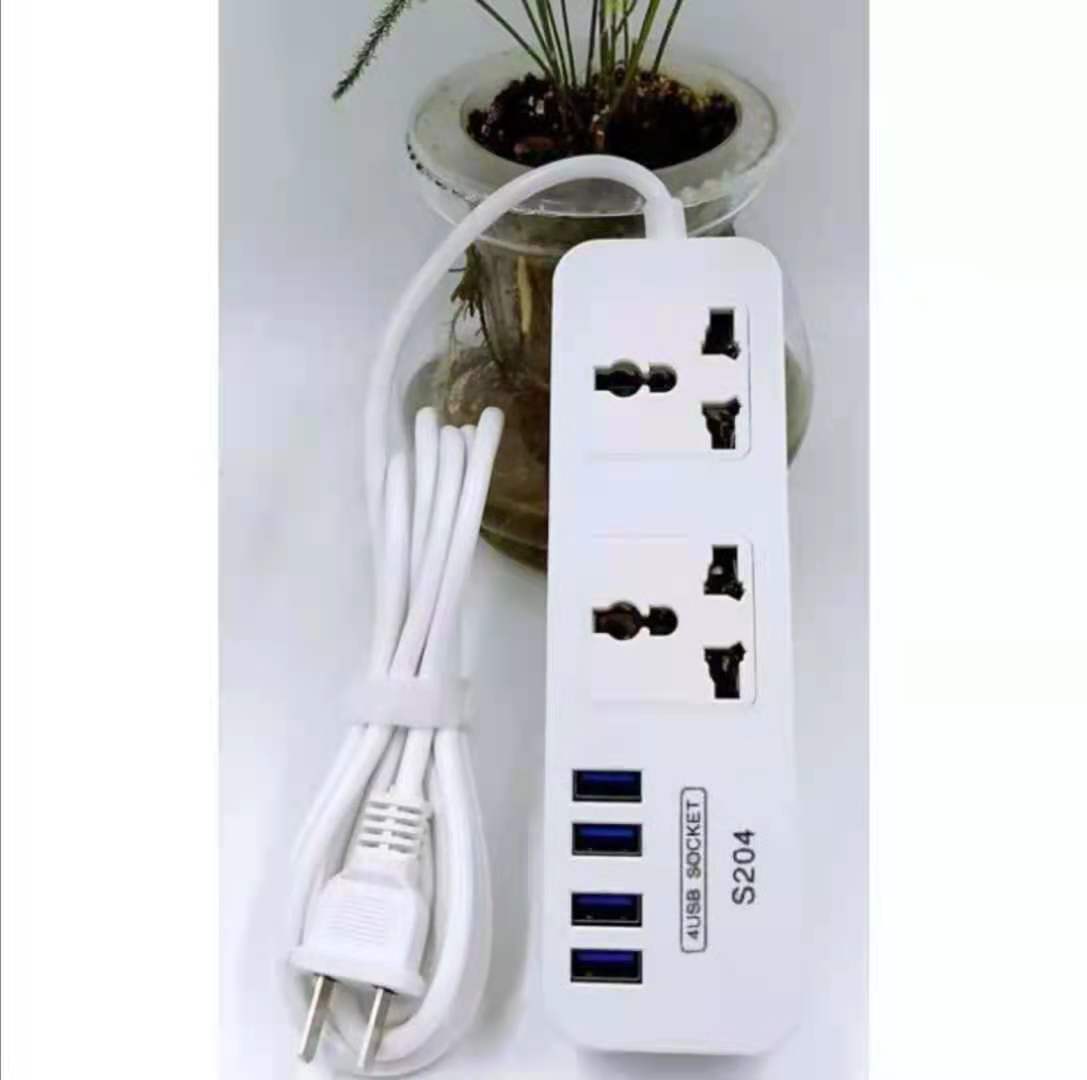 S204 Universal Power Extension Cord with 4 USB Ports and 2 Power Socket ...