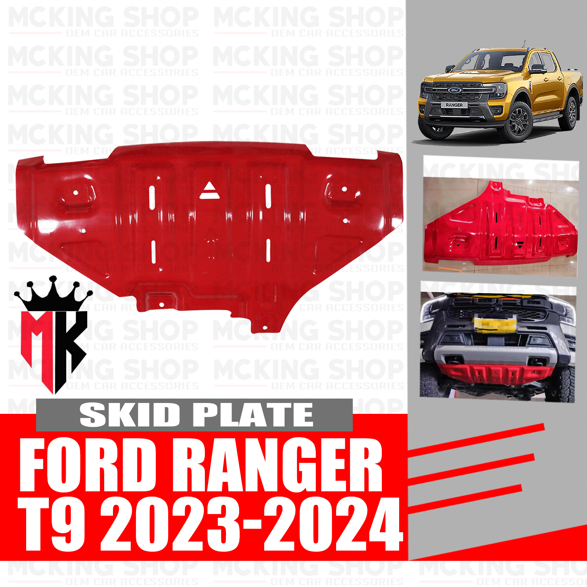 Ford Ranger T9 2023-2024 Metal Skid Plate(Red) | Lazada PH