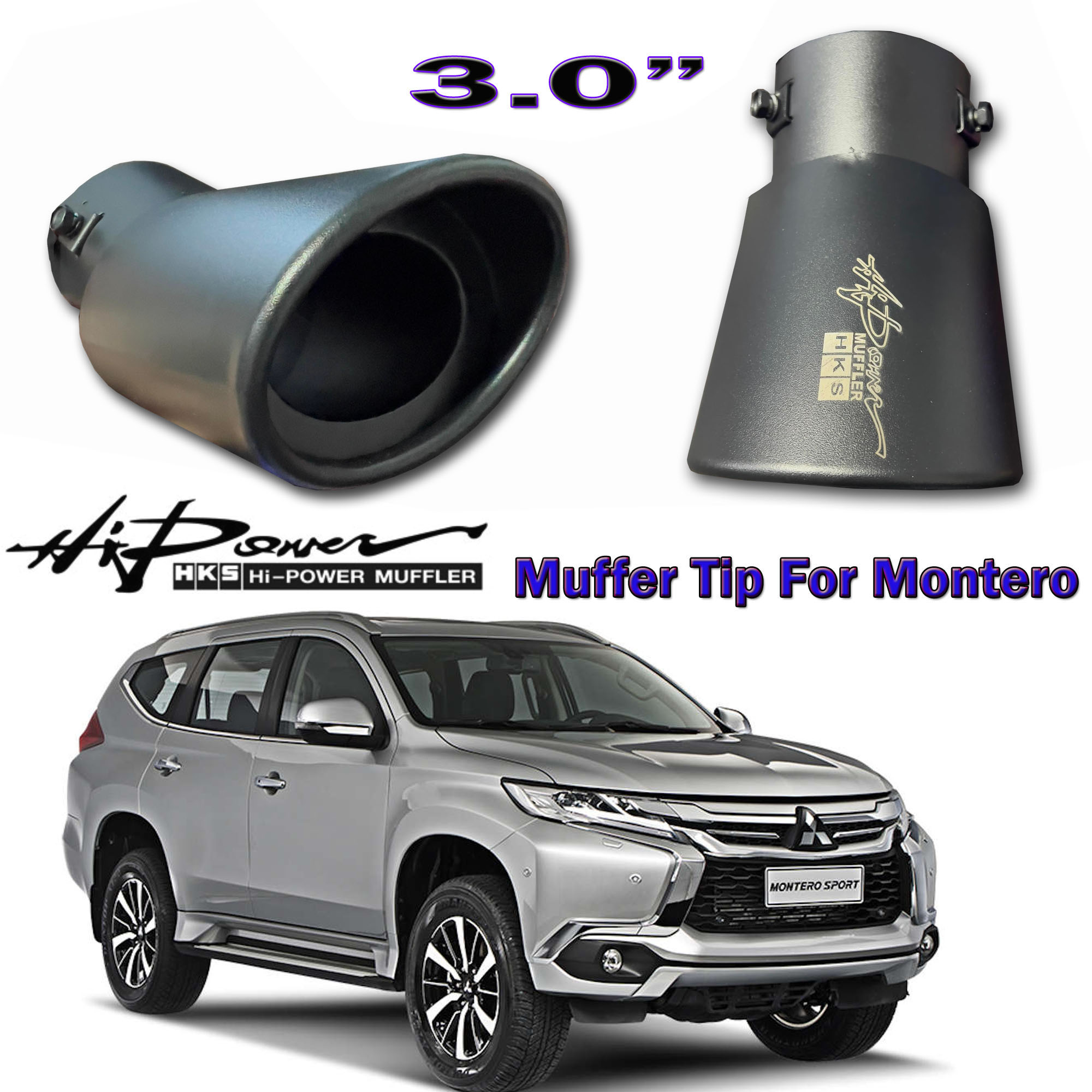 Mitsubishi Montero Sport MUFFLER TIP MATTE BLACK 3" HKS Curved ...