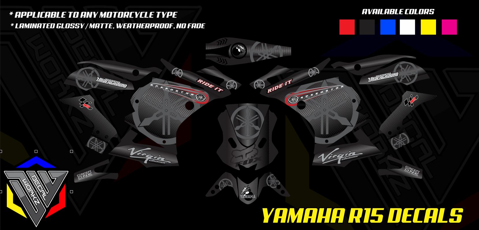YAMAHA R15 STICKER DECALS l GRAY | Lazada PH