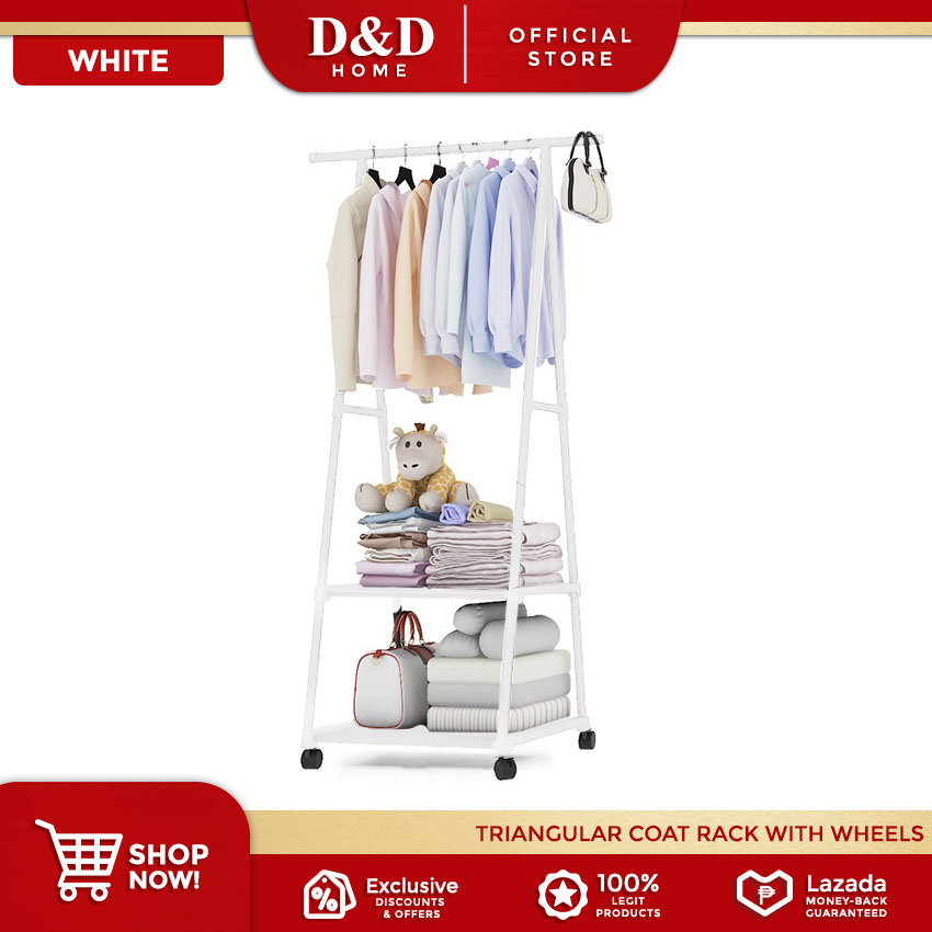 D&D Home | Triangular Coat Rack with Wheels (White, Black) | Lazada PH