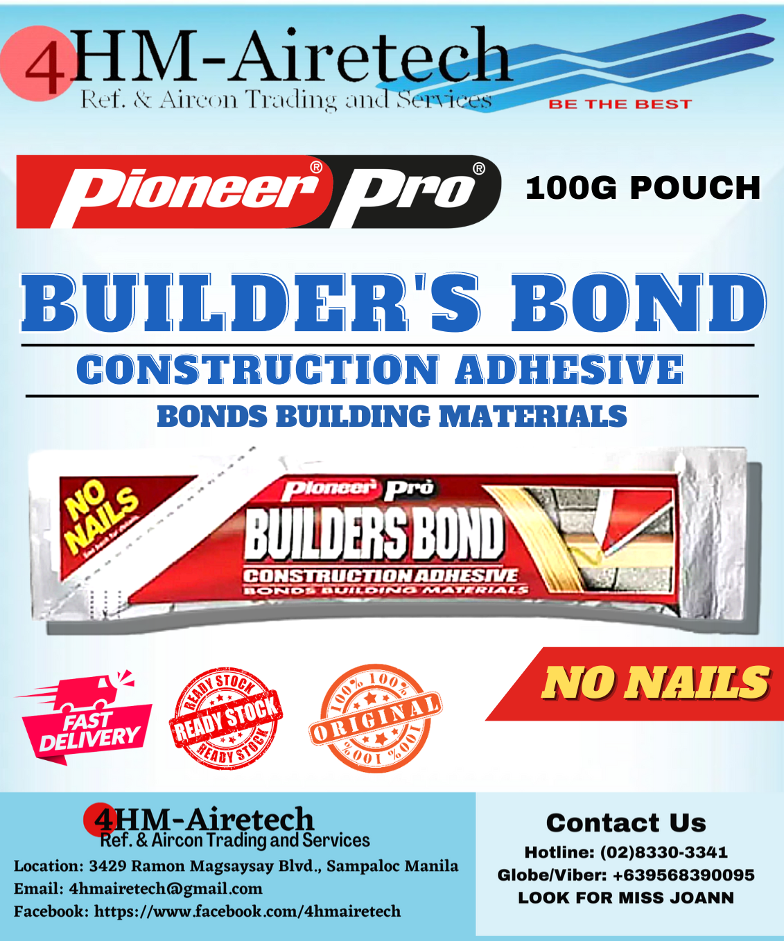4HM Pioneer Pro Builders Bond No Nails Construction Adhesive 100g ...