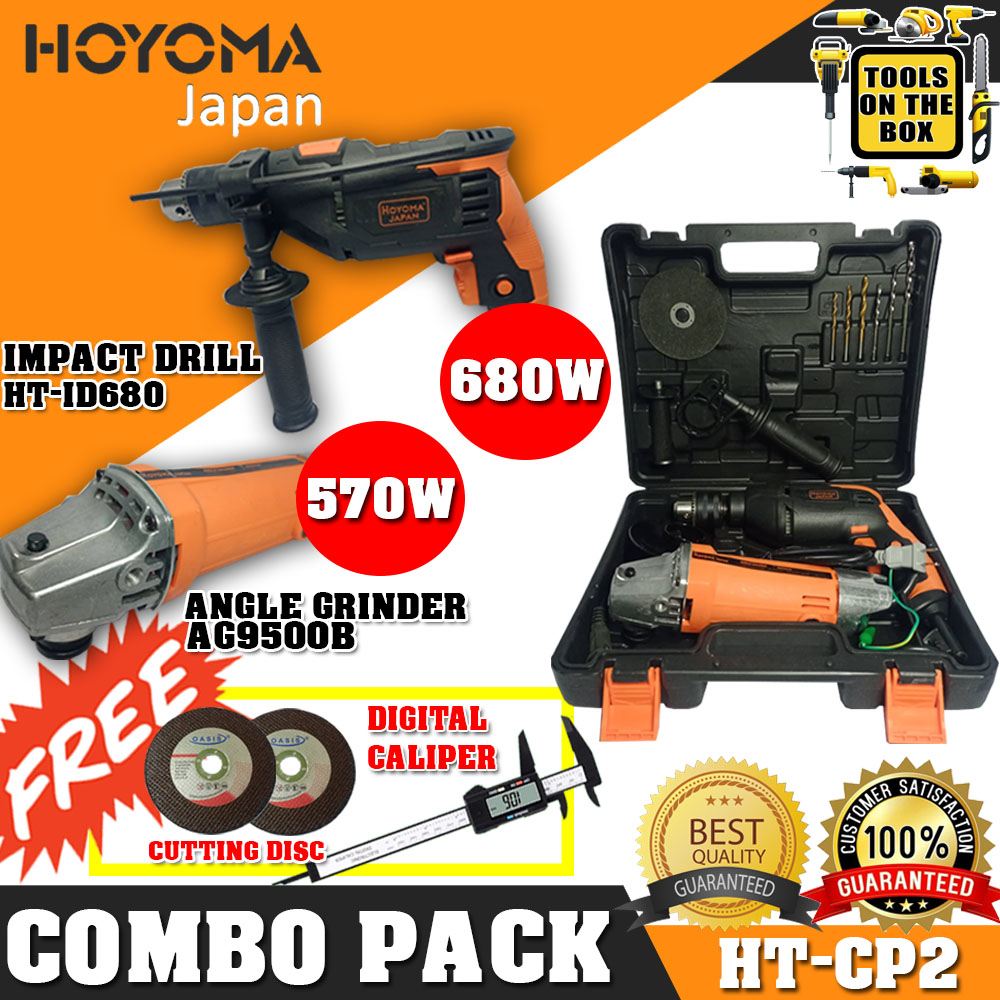 Hoyoma COMBO PACK Angle Grinder and Impact Drill Heavy Duty +Free ...