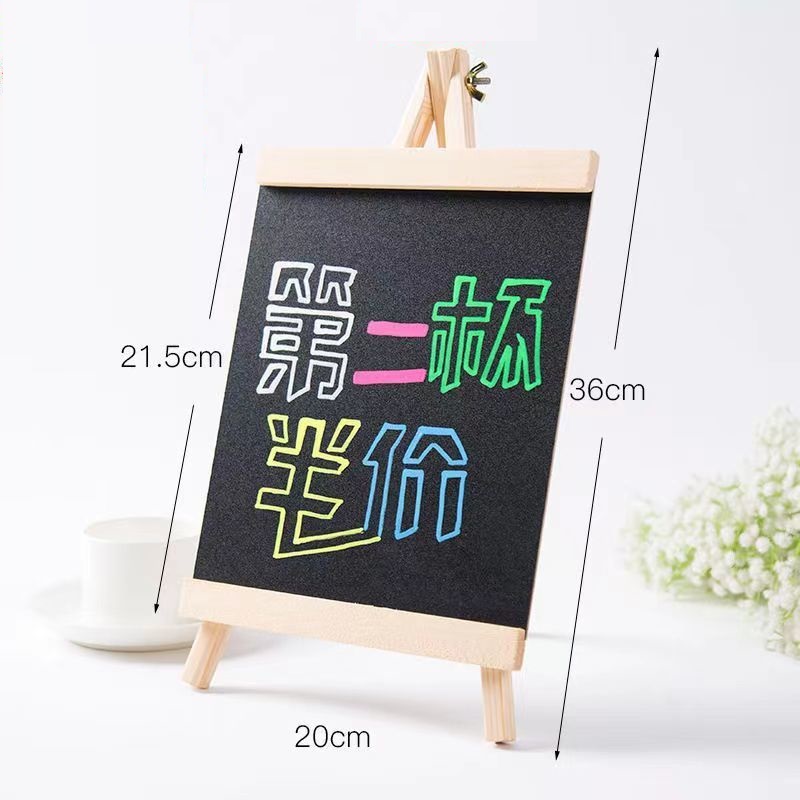 Desktop Blackboard with Stand Menu Board Chalk Board Wooden Stand ...