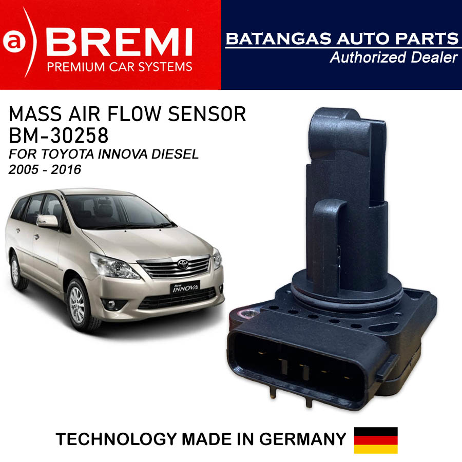 BREMI MASS AIR FLOW SENSOR For Toyota Innova Diesel 2005-2016 PN: 30258 ...