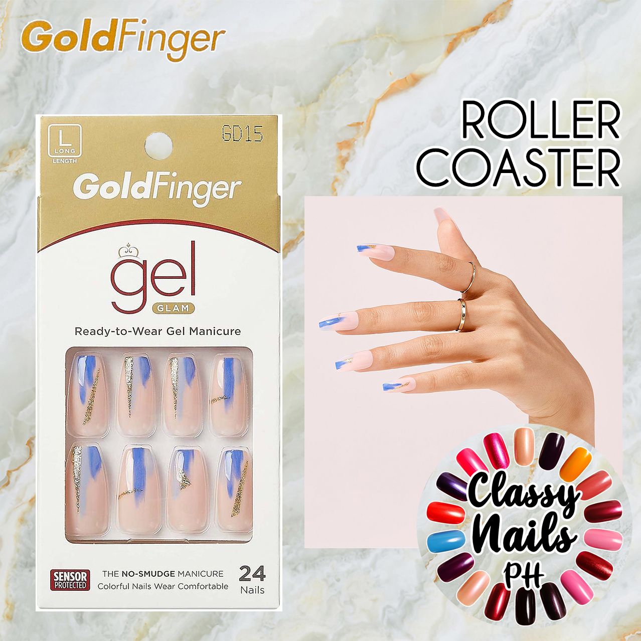 Roller Coaster 💎 Gold Finger USA • Glue On Nails • Manicure • Faux ...