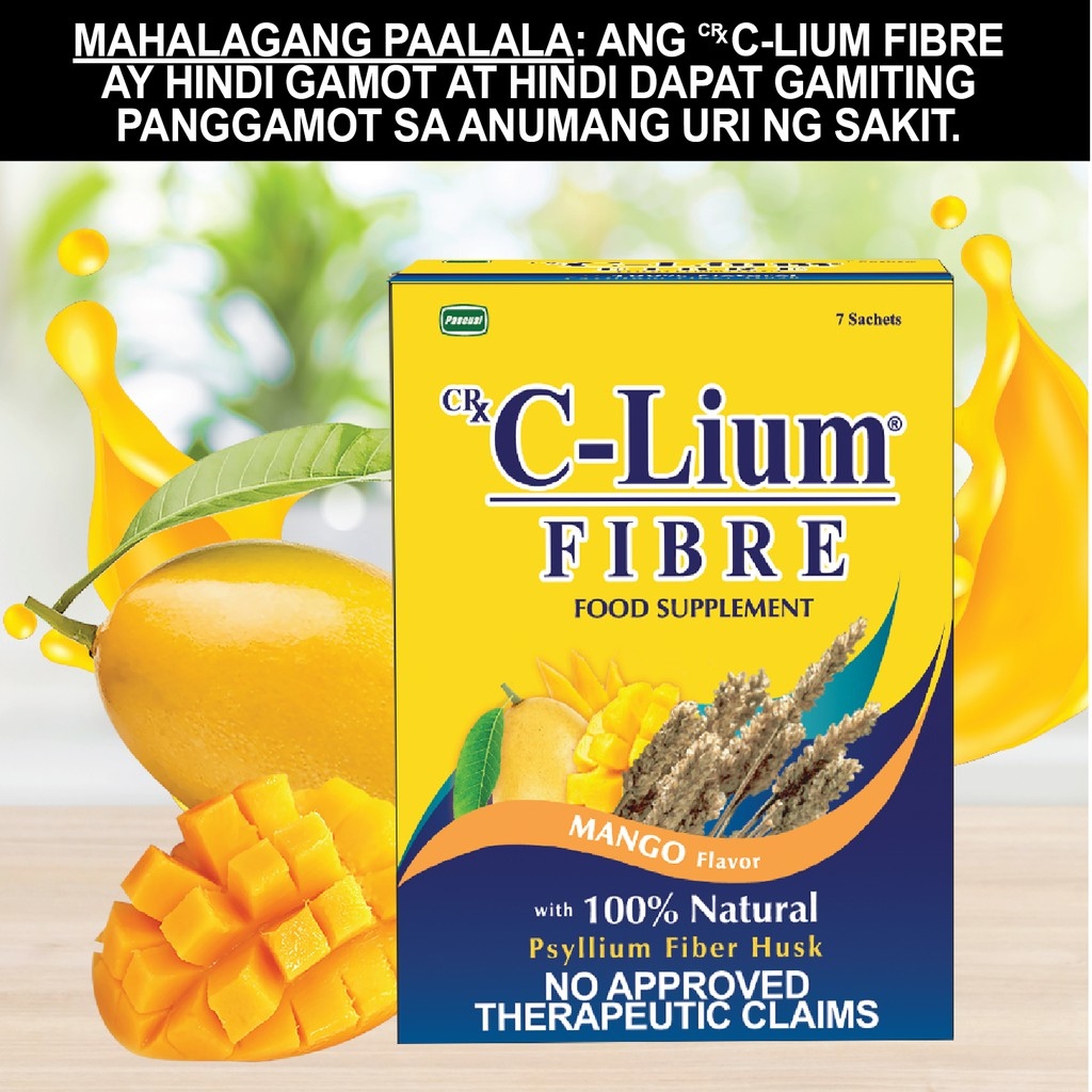 C-Lium Fibre (Psyllium Fiber) Husk Mango Flavor 7 Sachets | Lazada PH