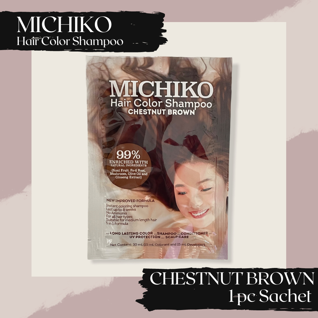 Michiko Hair Color Shampoo Chestnut Brown 1pc Sachet | Lazada PH