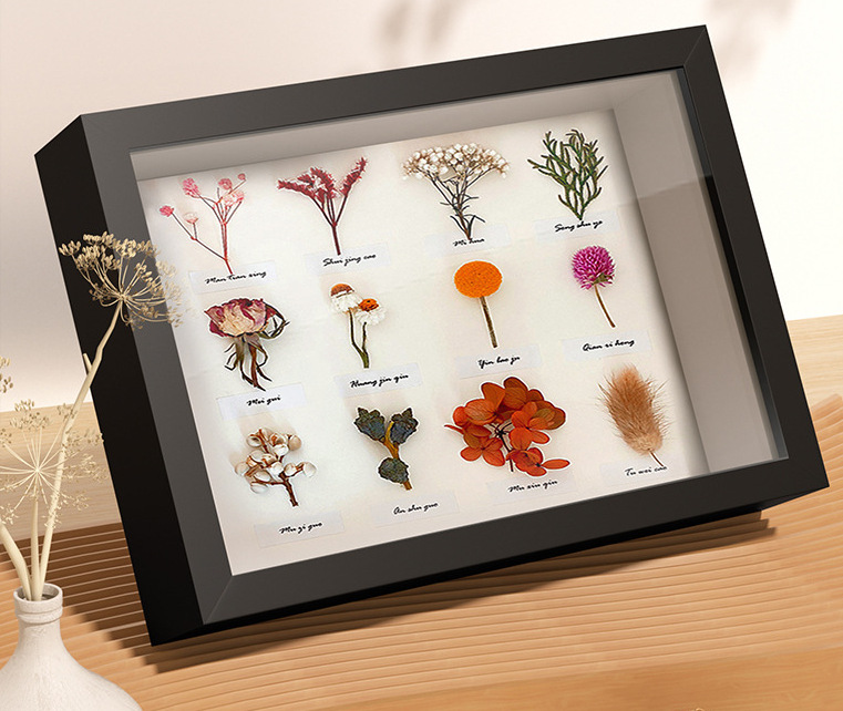 3D 3cm Depth Photo Hollow Frame Flower bouquet Wooden Frame Specimen ...