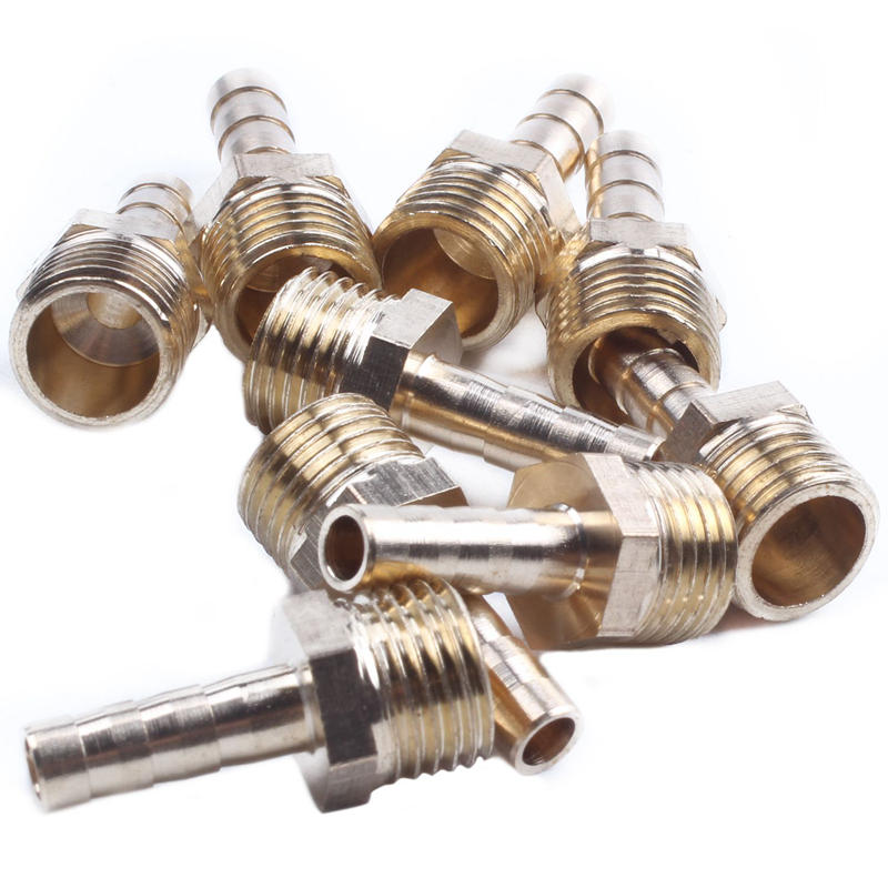 14 Pcs Metal Fittings:9 Pcs Brass 6Mm Fuel Gas Hose Barb 1/4 Inch Male ...