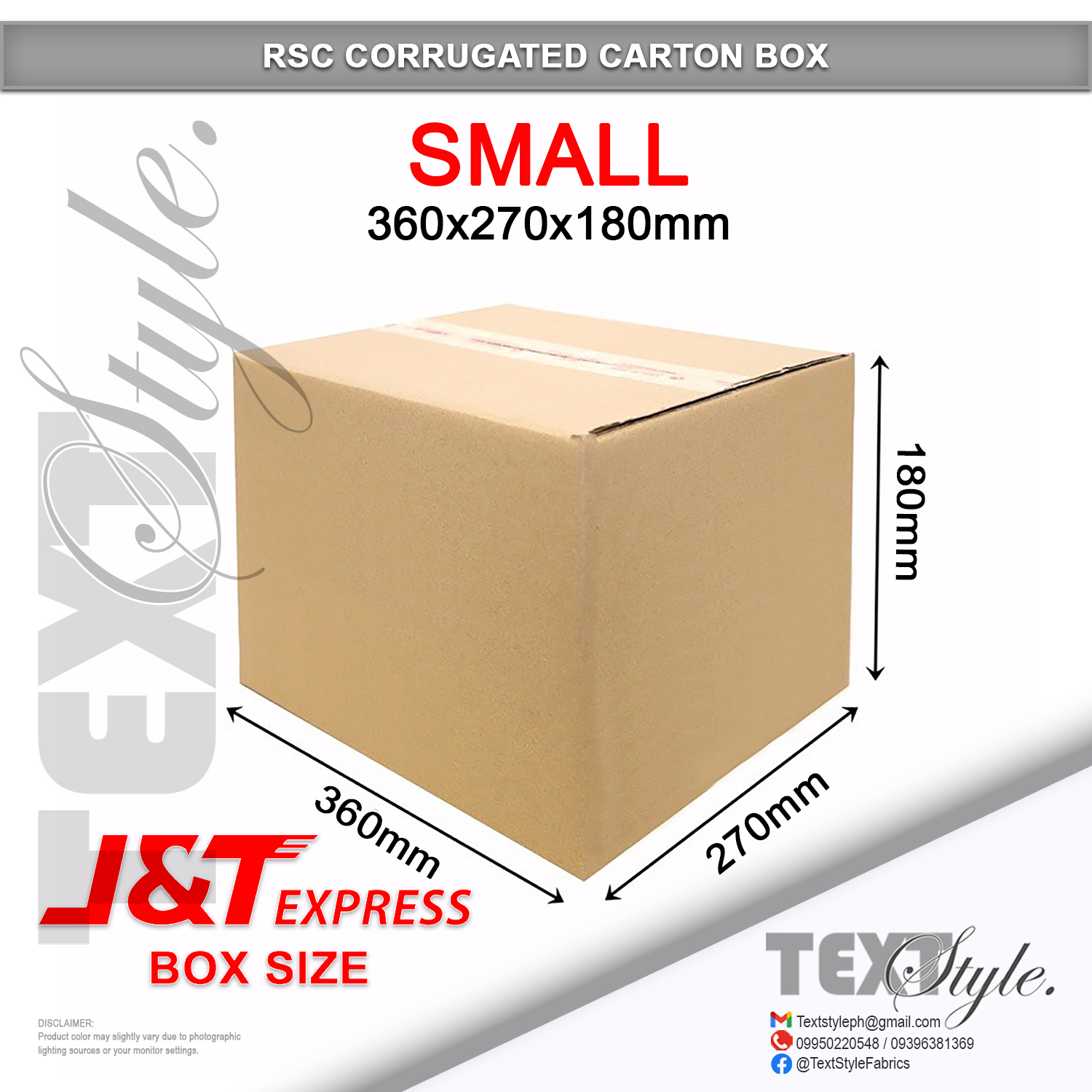 Textstyle J&T Size Corrugated Box Small (36x27x18CM) - Sold Per Piece ...