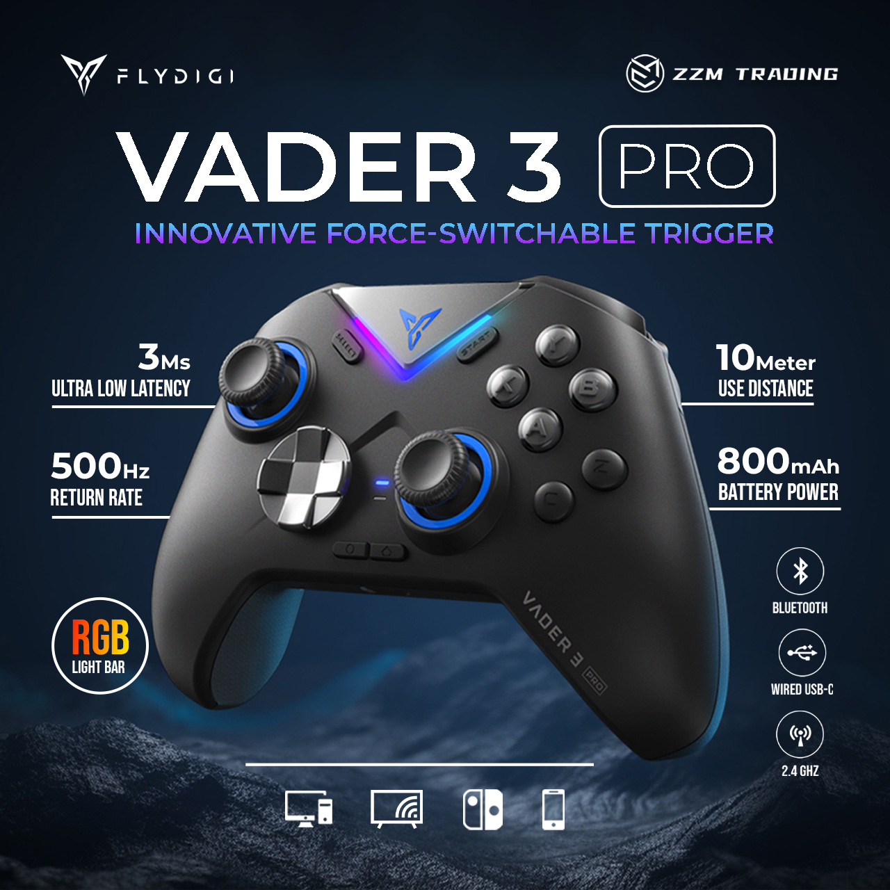 FLYDIGI Vader 3 Pro Wireless Gaming Controller Bluetooth Gamepad 3ms ...
