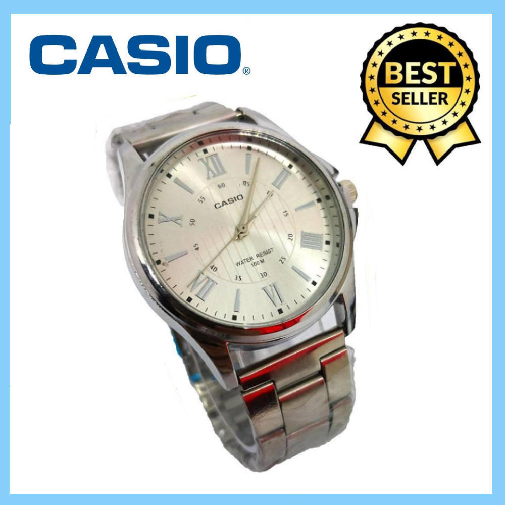Casio Roman Numeral Silver Dial Stainless Steel Watch For Men(Silver ...