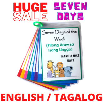 Days of the Week Flashcard Laminated / Days / Araw / Tagalog / Pang ...
