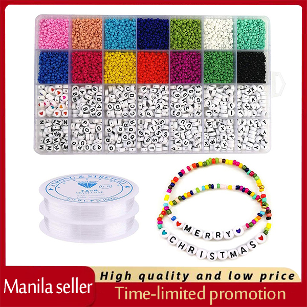 WITH LOCKS 5000Pcs Beads Kit, 3mm Glass Seed Beads, Alphabet Letter ...