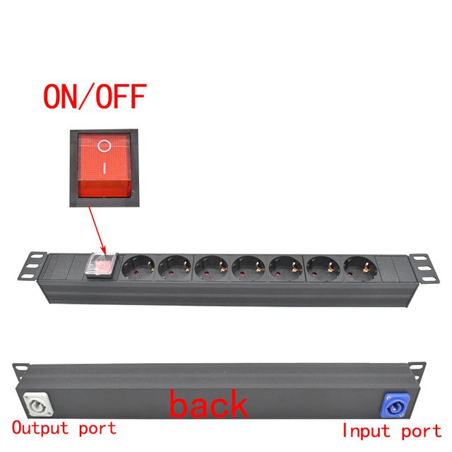 19 inch EU Plug PDU Power Strip Switcher Network Cabinet Rack Strips ...