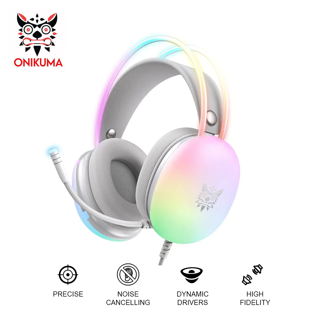 ONIKUMA X25 Gray RGB Light Noise Cancelling Microphone Gaming ...