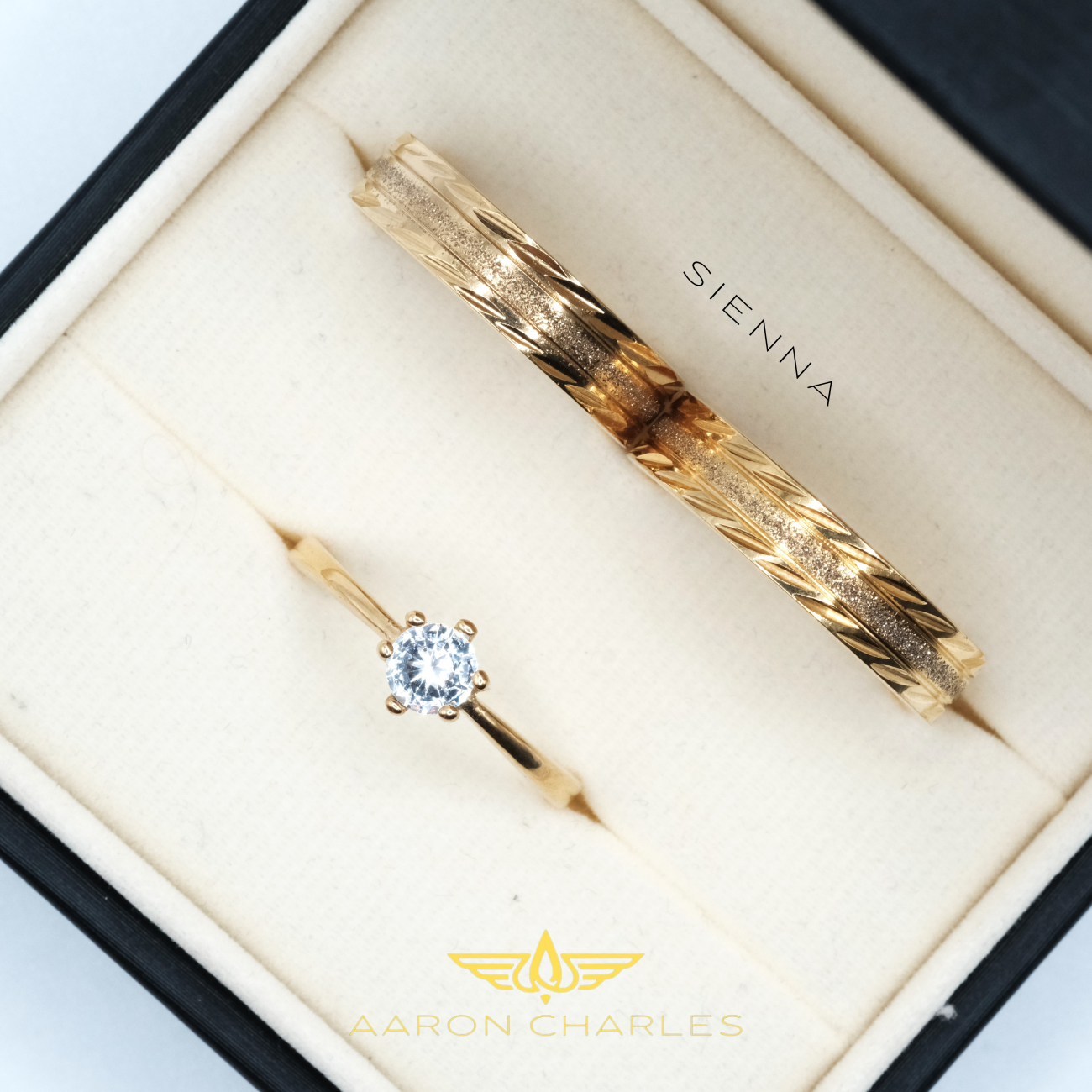 [AC] 3 in 1- Free Engraved Name Wedding Rings with Free Engagement Ring ...