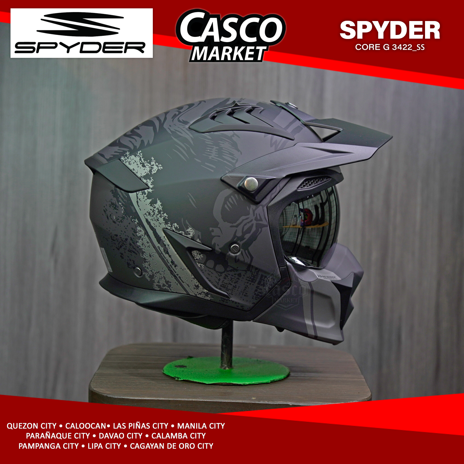SPYDER CORE G FULL FACE/OPEN FACE HYBRID MOTORCYCEL HELMET | Lazada PH