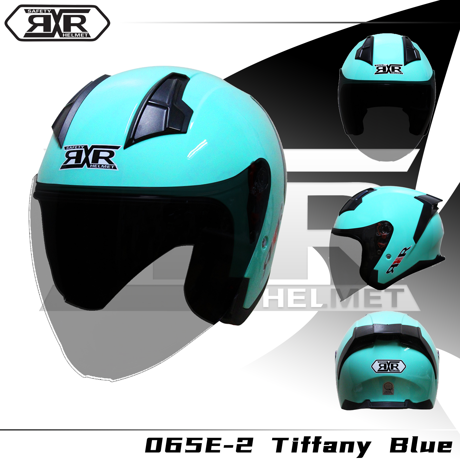 RXR 065E-2 Single Visor Open Face Black lens (with ICC/BPS Logo) Sun lens windproof helmet Sun ...