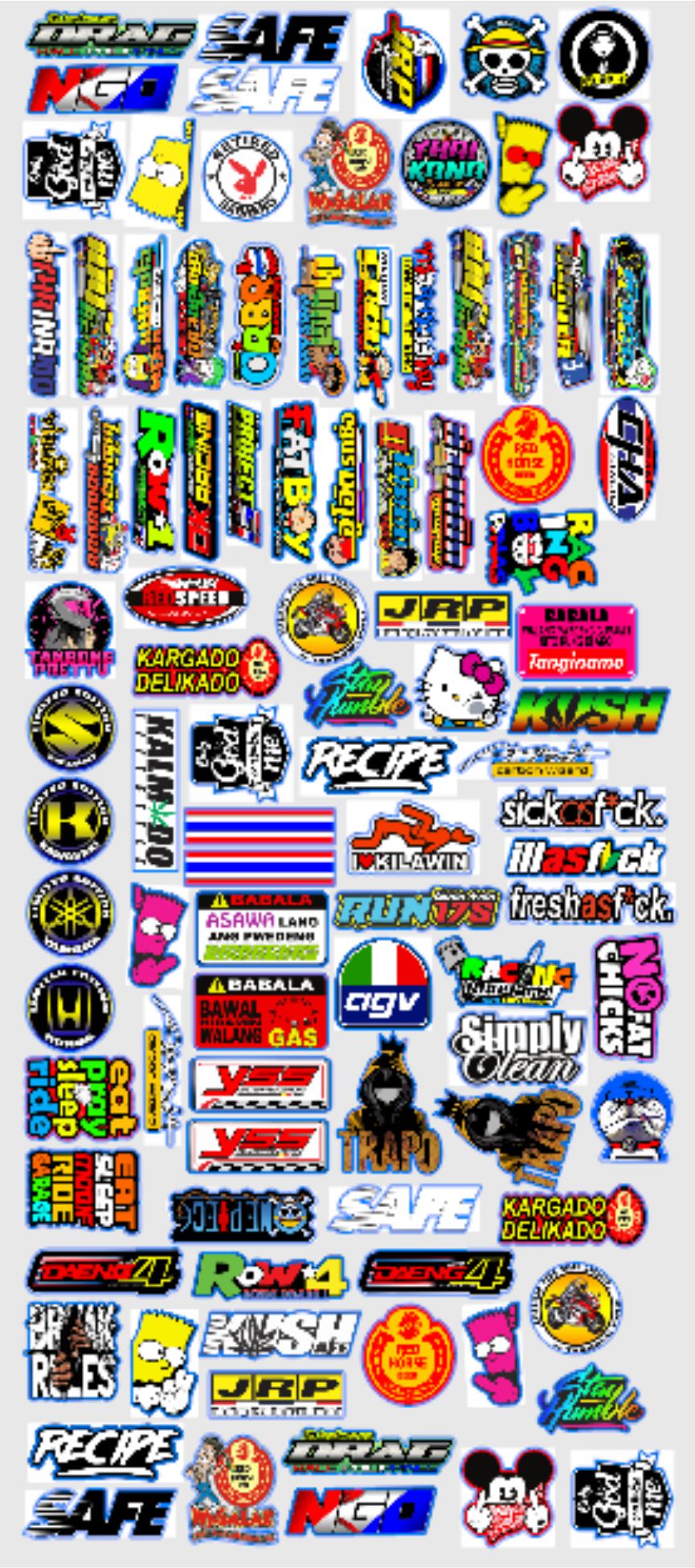 Assorted Glossy laminated / Thailook Stickers, Waterproof Thai decals ...