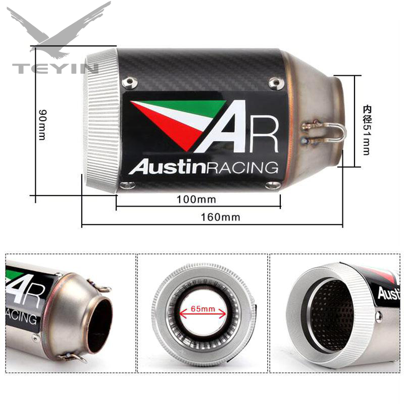 Universal 36-51mm AR exhaust Austin Racing Inlet universal Muffler Pipe ...