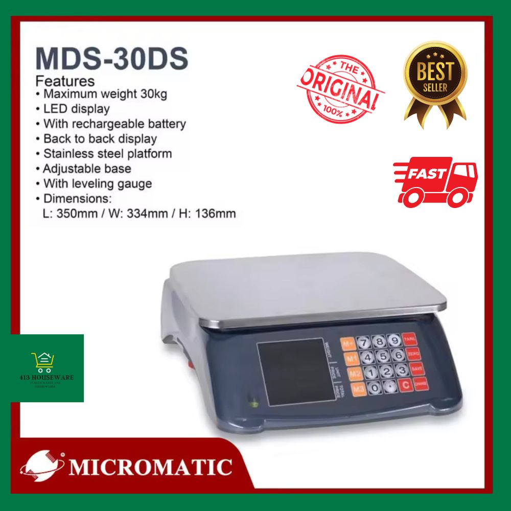 Digital Scale 30kilos 30kg with battery wireless stainless top LED ...