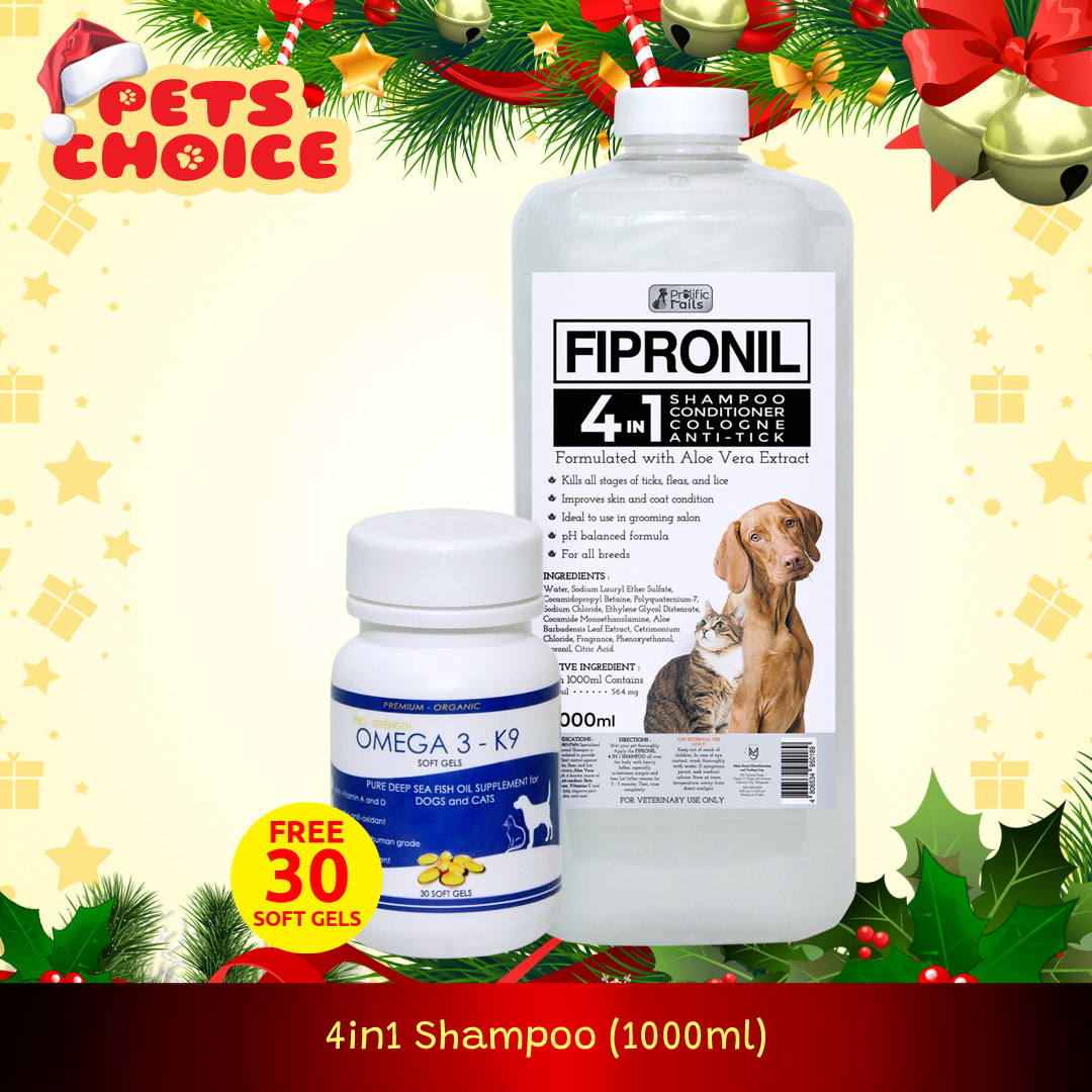 4 in 1 Dog and Cat and Anti-tick 1L Shampoo with free Fish oil 30 ...