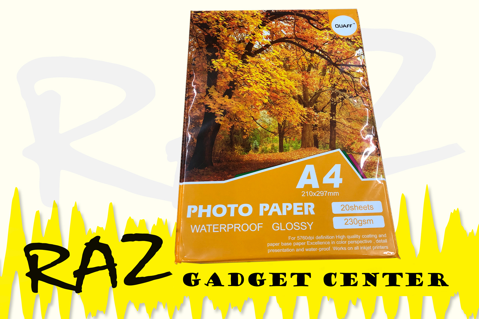 Quaff A4 Size Waterproof Glossy Photo Paper 230gsm 20 sheets per pack ...