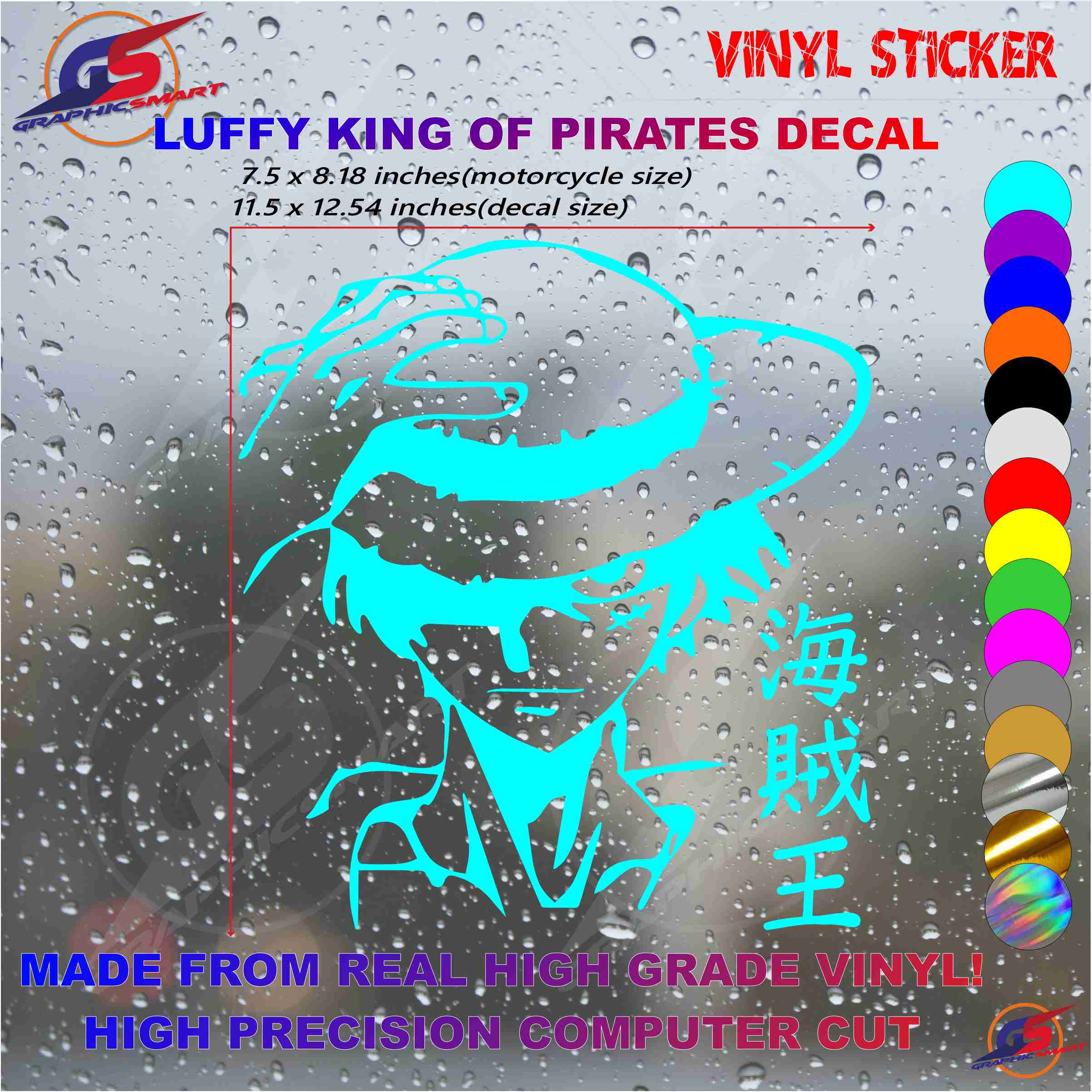 JDM Luffy King of Pirates Japanese Vinyl Decal Sticker For All Vehicles ...