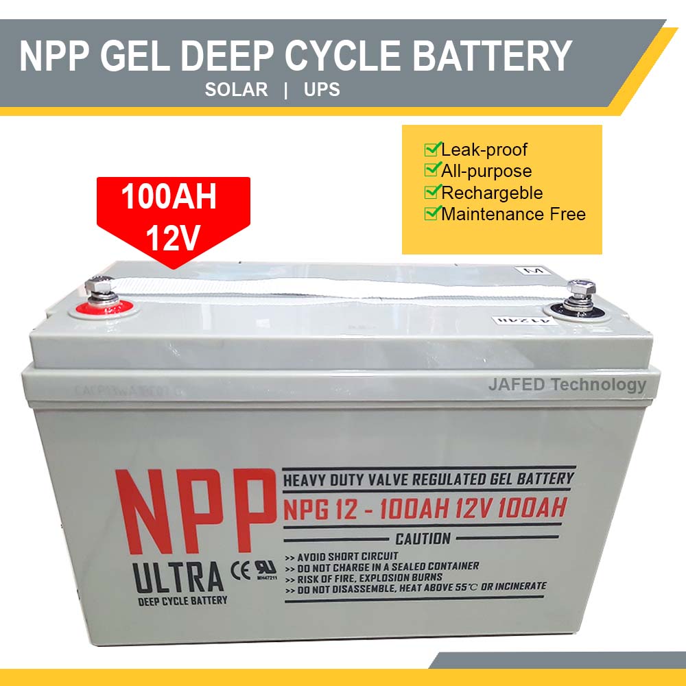 JAFED 100AH 12V NPP NPG12-100 Gel Deep Cycle Rechargeable Sealed UPS ...