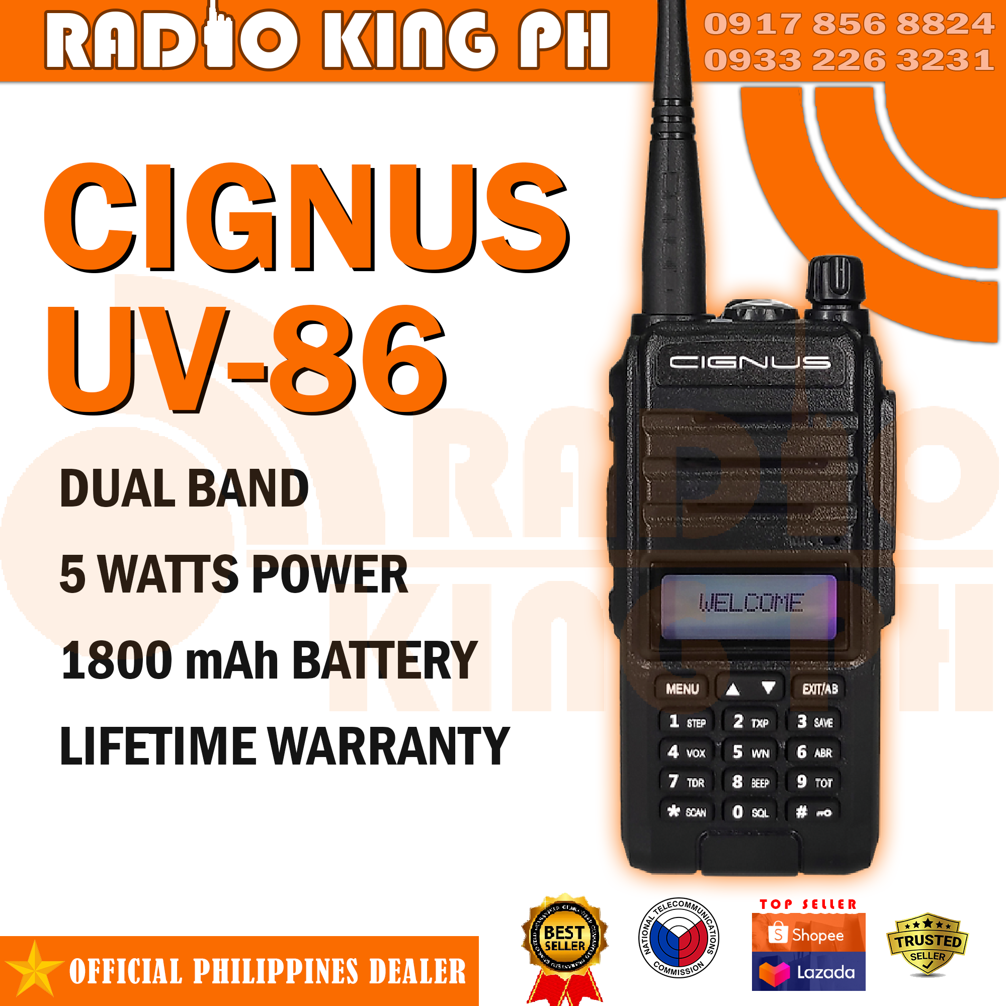 CIGNUS UV86 5 watts Cheapest NTC Type Dualband Two way radio | Lazada PH
